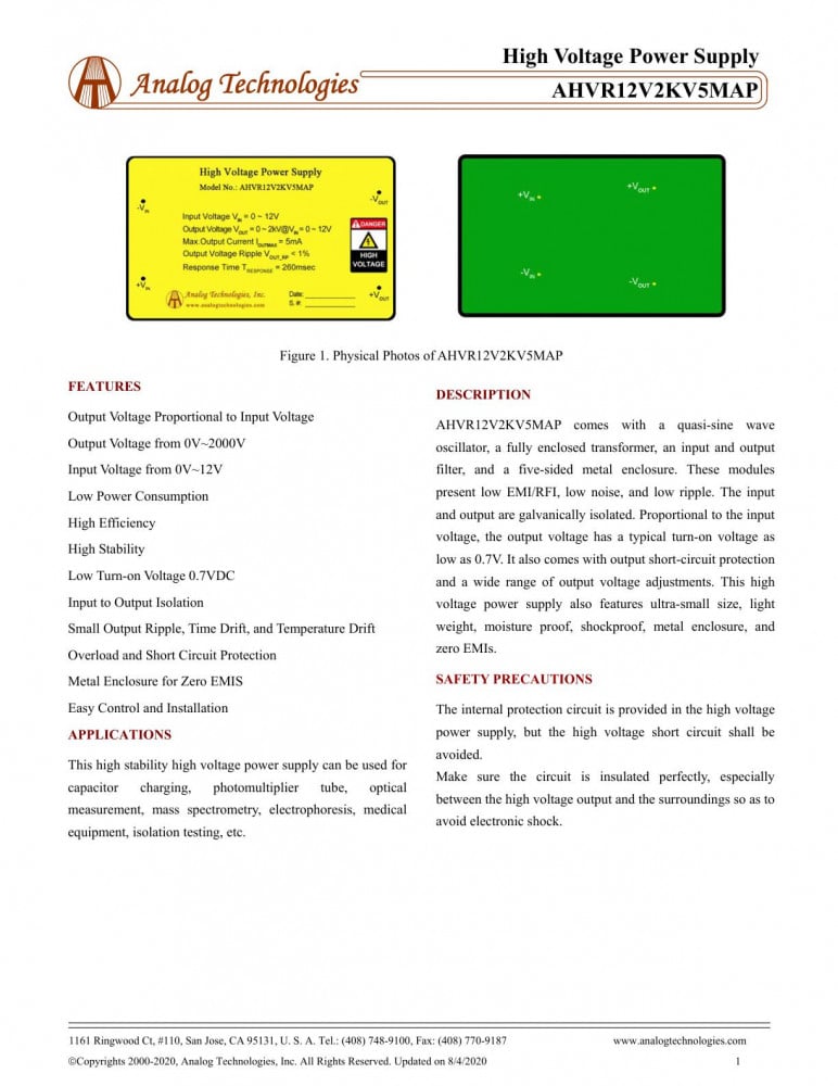 AHVR12V2KV5MAP datasheet page 1