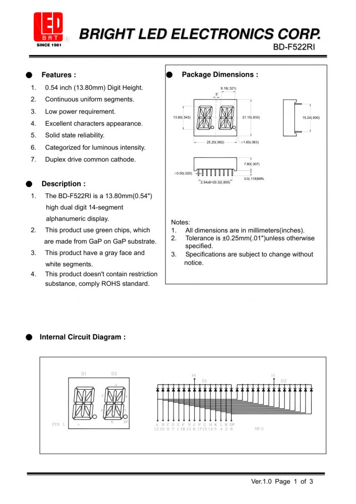 BD-F522RI datasheet page 1