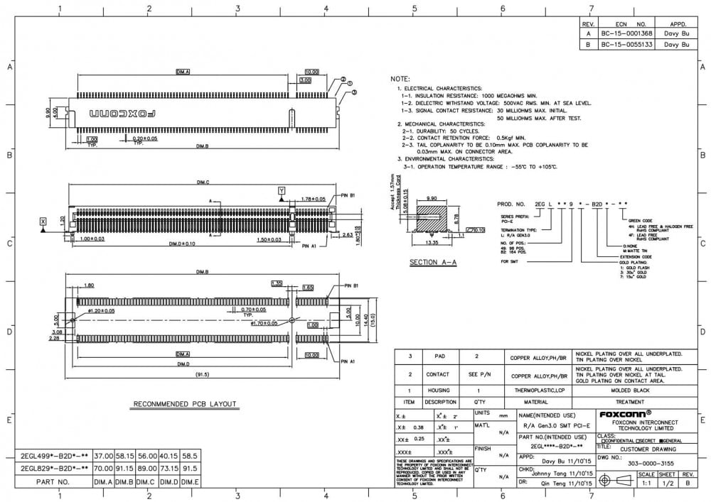 FOXCONN 2EGL4997-B2DM-4F customer drawing page 1
