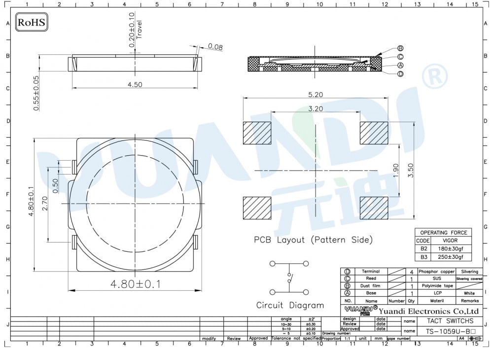 Yuandi TS-1059U-B3 technical document page