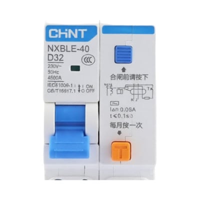 CHINT NXBLE-40 1P+N C40 0.03A 4.5kA Miniature Residual Current Circuit Breaker