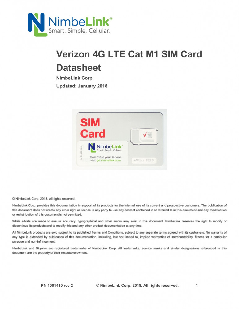 NL-SIM-VER-M1 datasheet page 1