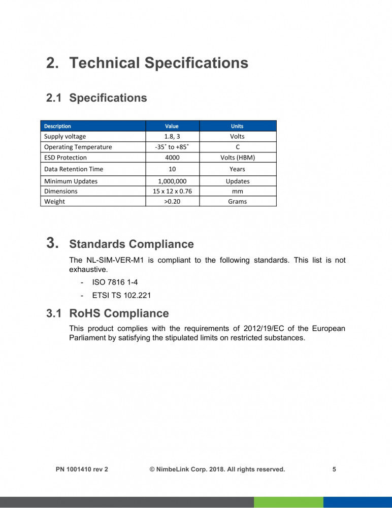 NL-SIM-VER-M1 datasheet page 5