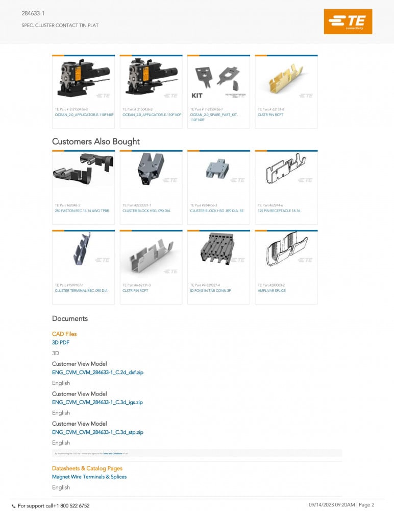 TE Connectivity 284633-1 technical document page 2