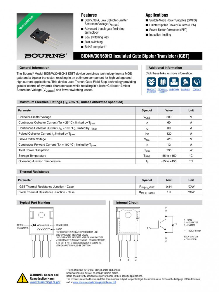BIDNW30N60H3 datasheet page 1