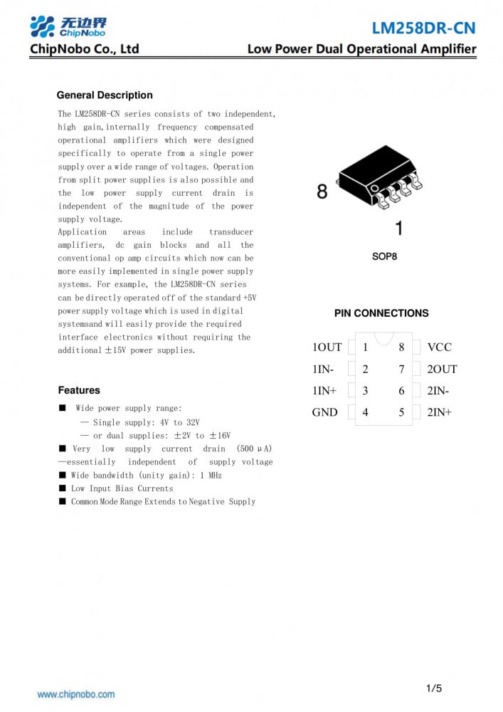 LM258DR-CN datasheet page 1