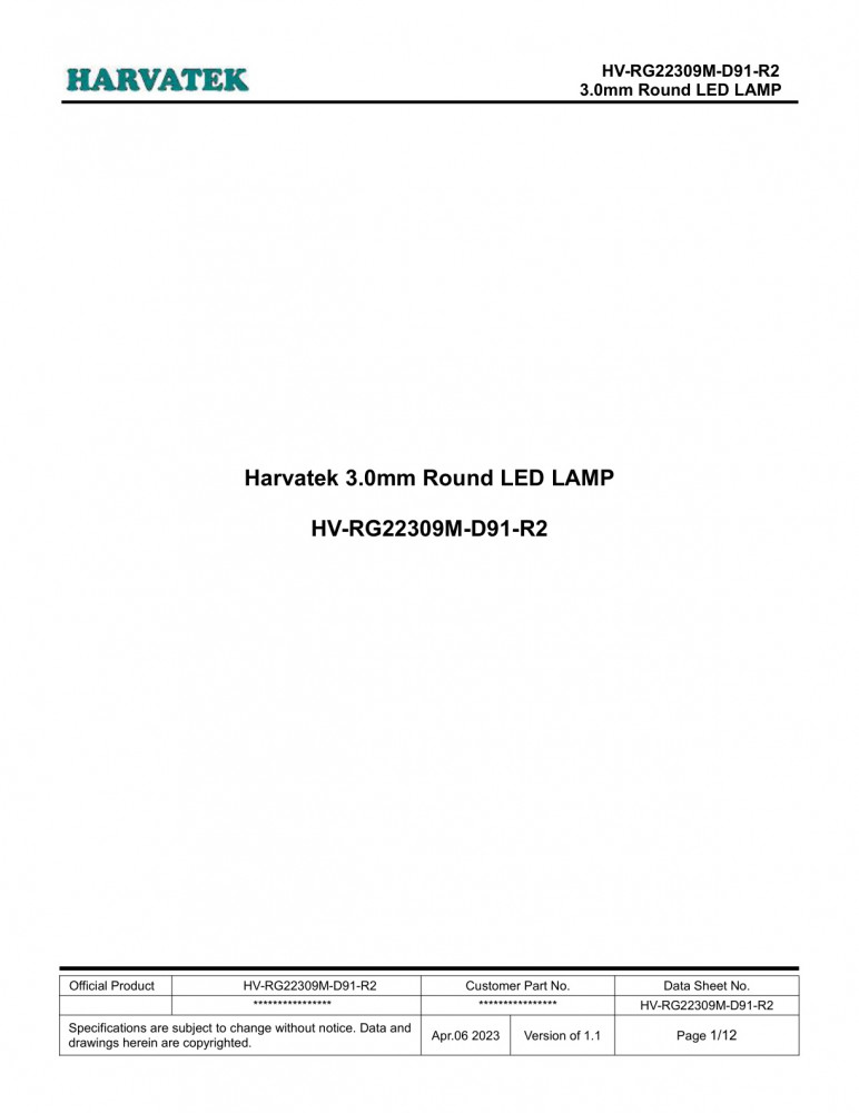 HV-RG22309M-D91-R2 datasheet page 1
