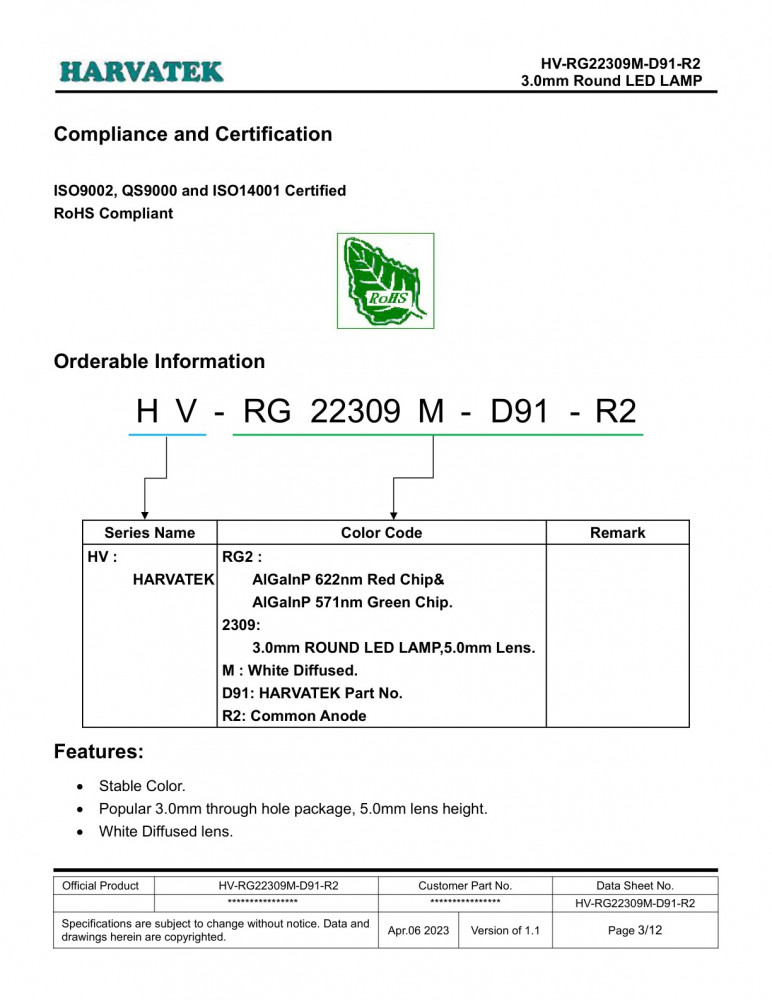 HV-RG22309M-D91-R2 datasheet page 3