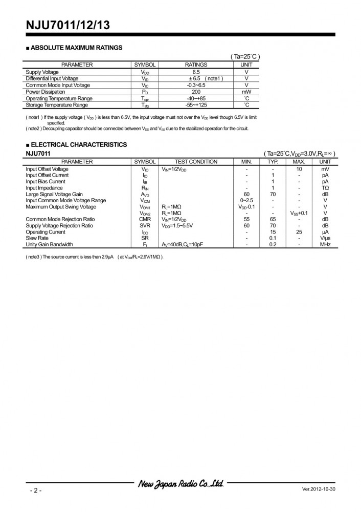 NJU7012 technical document page 2
