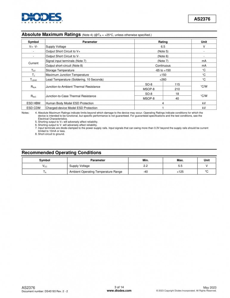 AS2376 datasheet page 3