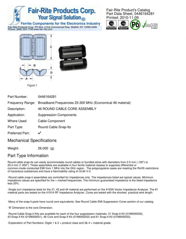 Fair-Rite 0446164281 technical document page 1