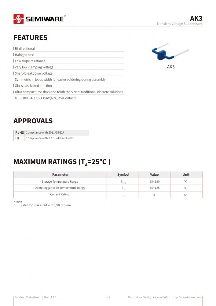 AK3-430C datasheet page 1