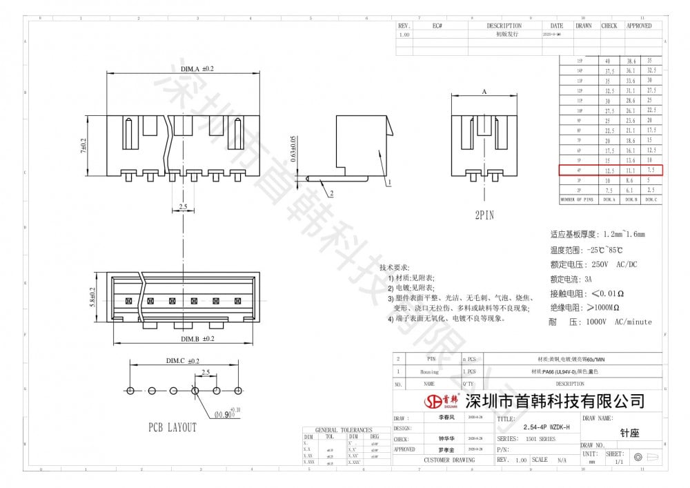 2.54-4P WZDK-H specification page 1