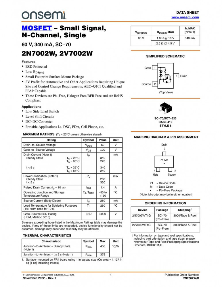 2V7002W datasheet page 1