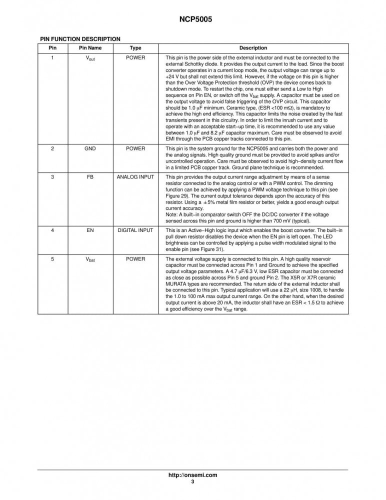 NCP5005 datasheet page 3