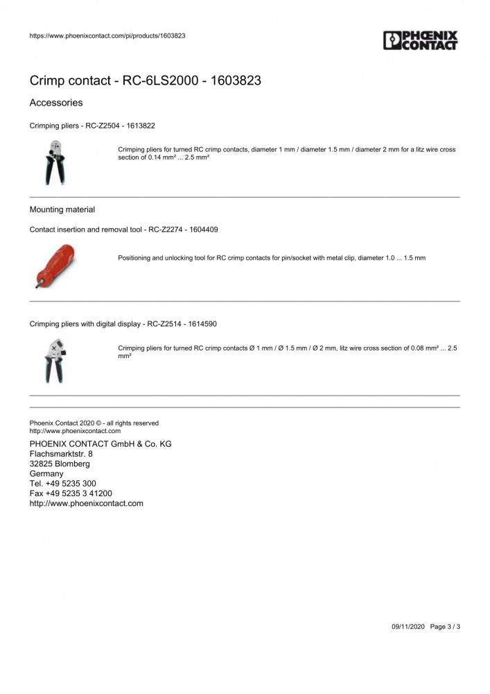 Phoenix Contact 1603823 technical document page 3