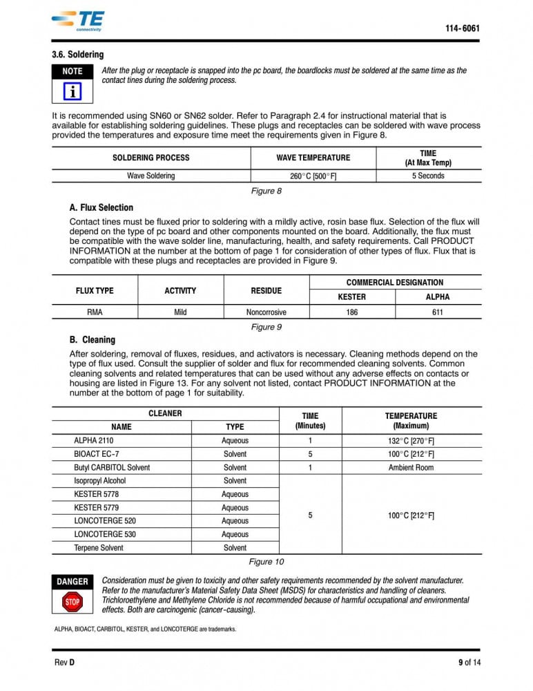 TE Connectivity technical document page 9