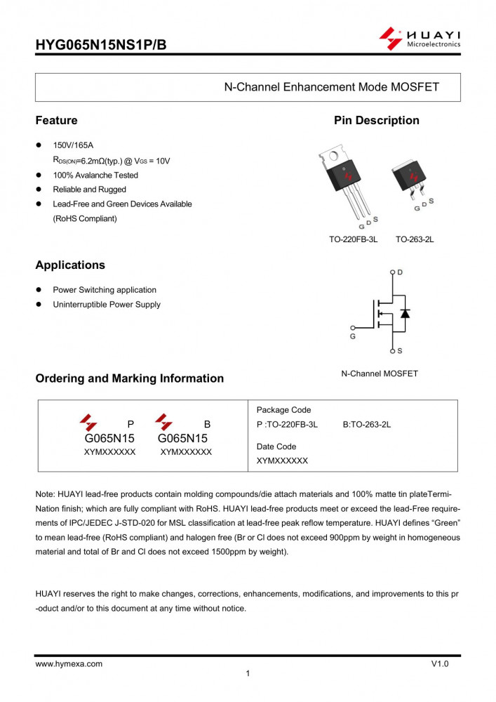 HYG065N15NS1P datasheet page 1
