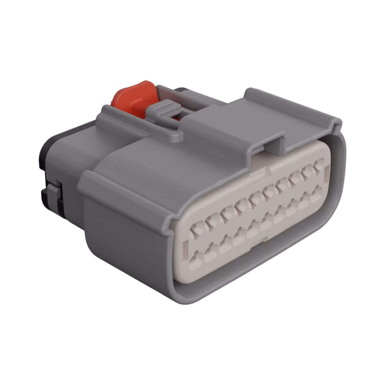 MX150 Mat-Sealed Female Connector Assembly, Dual Row, 20 Circuits, Keying Option B, with Clipslot, with Connector Position Assurance, Light Gray for sale