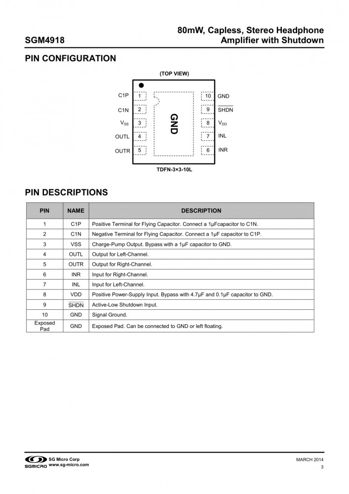 SGM4918 datasheet page 3