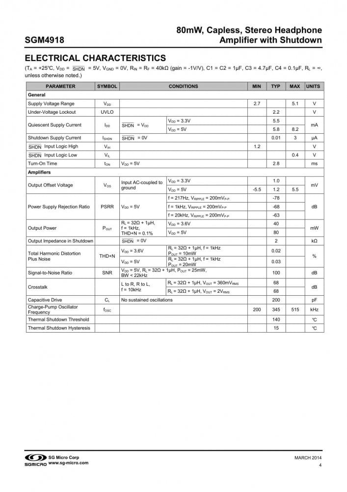 SGM4918 datasheet page 4