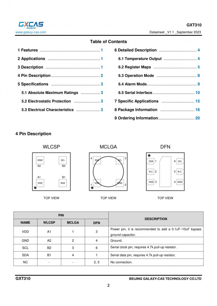 GXT310 datasheet page 2