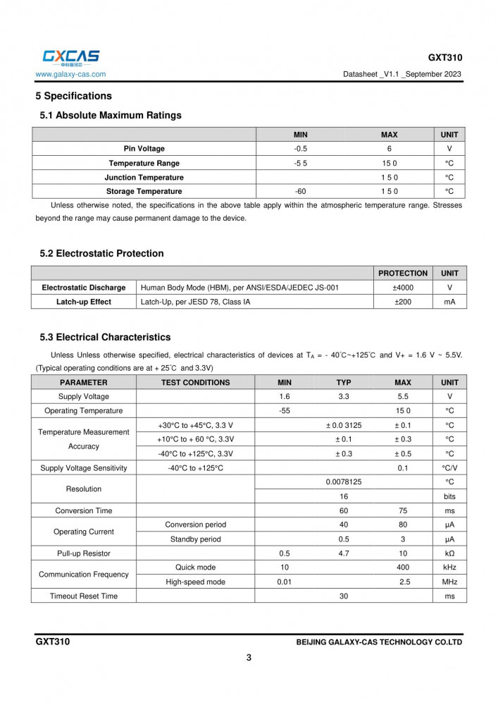 GXT310 datasheet page 3