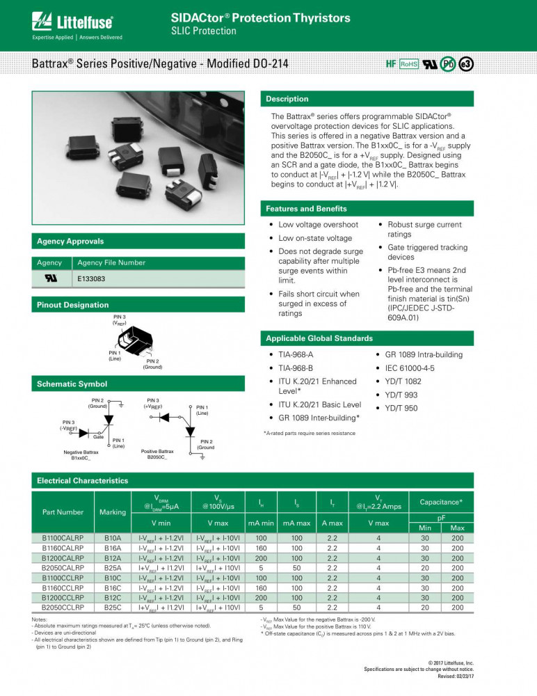 B2050CCLRP datasheet page 1