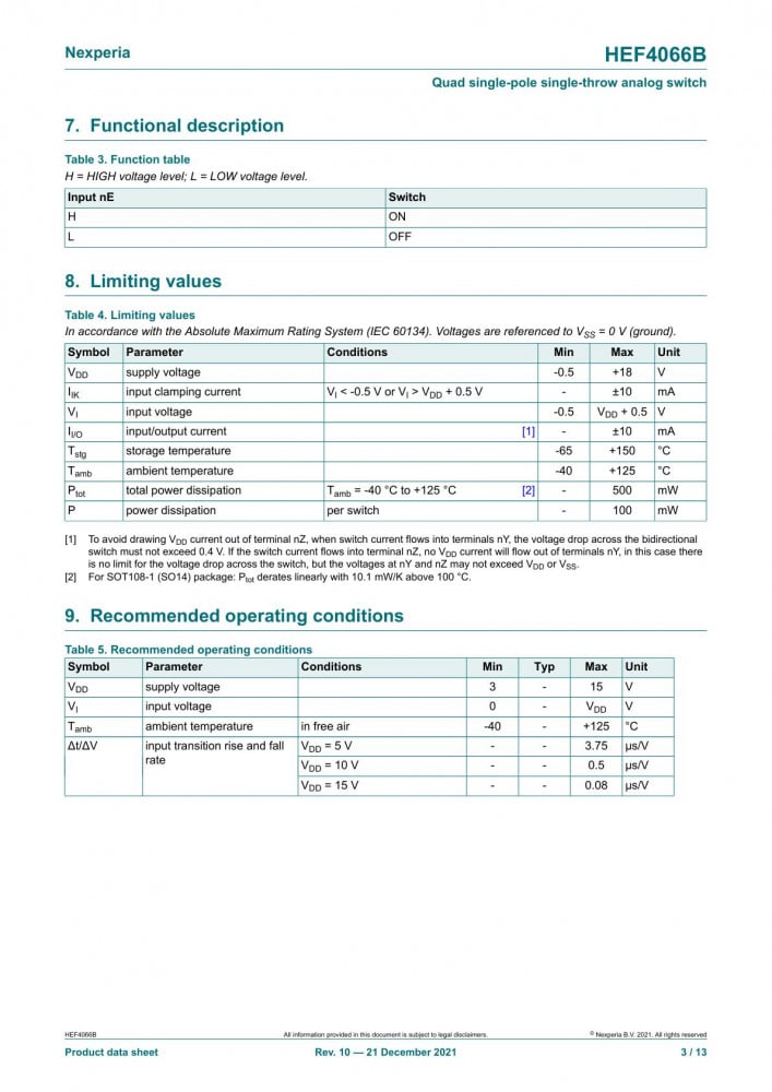 HEF4066B datasheet page 3