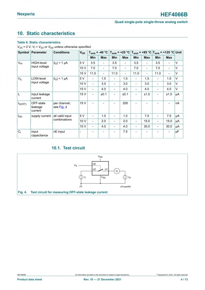 HEF4066B datasheet page 4