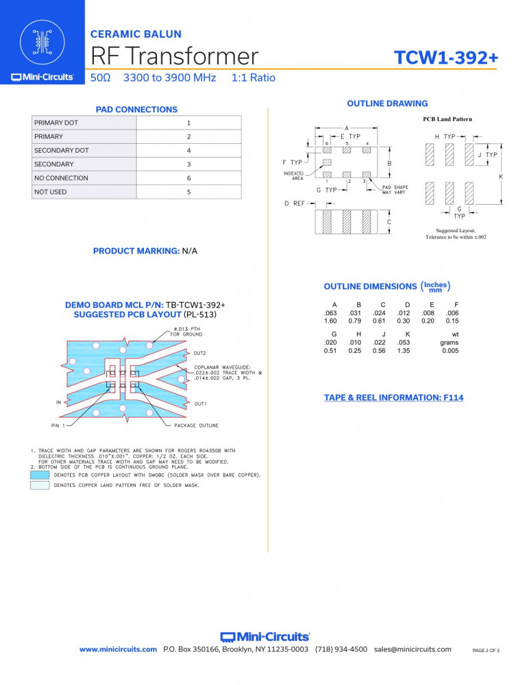 TCW1-392+ datasheet page 2