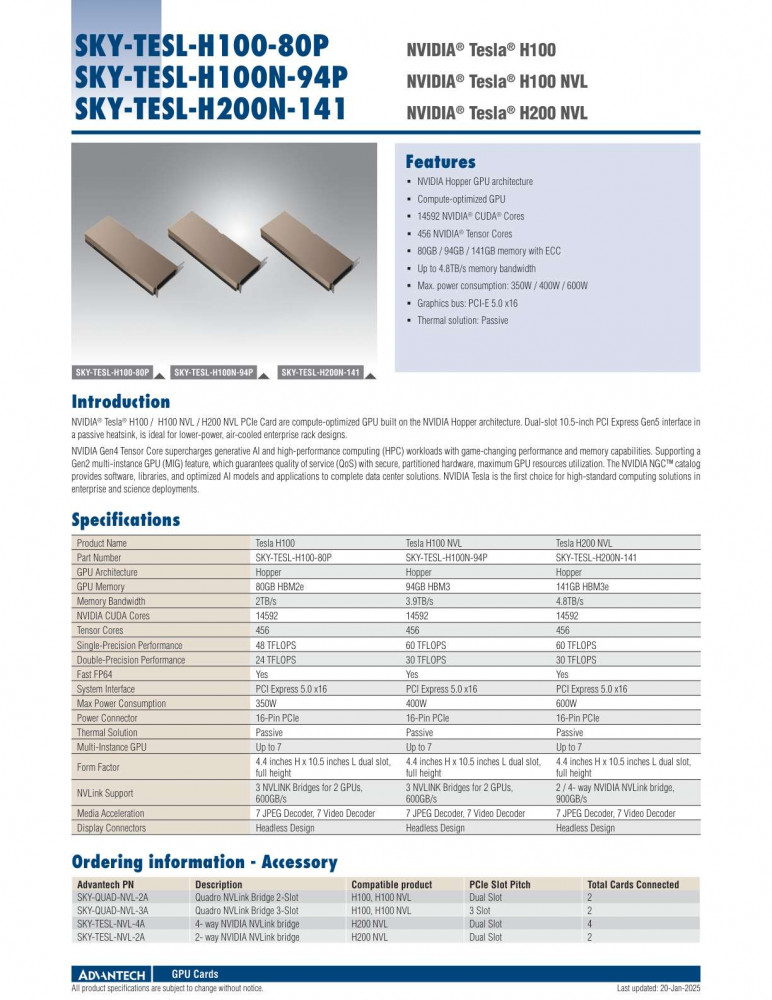NVIDIA H100 NVL product documentation page 1