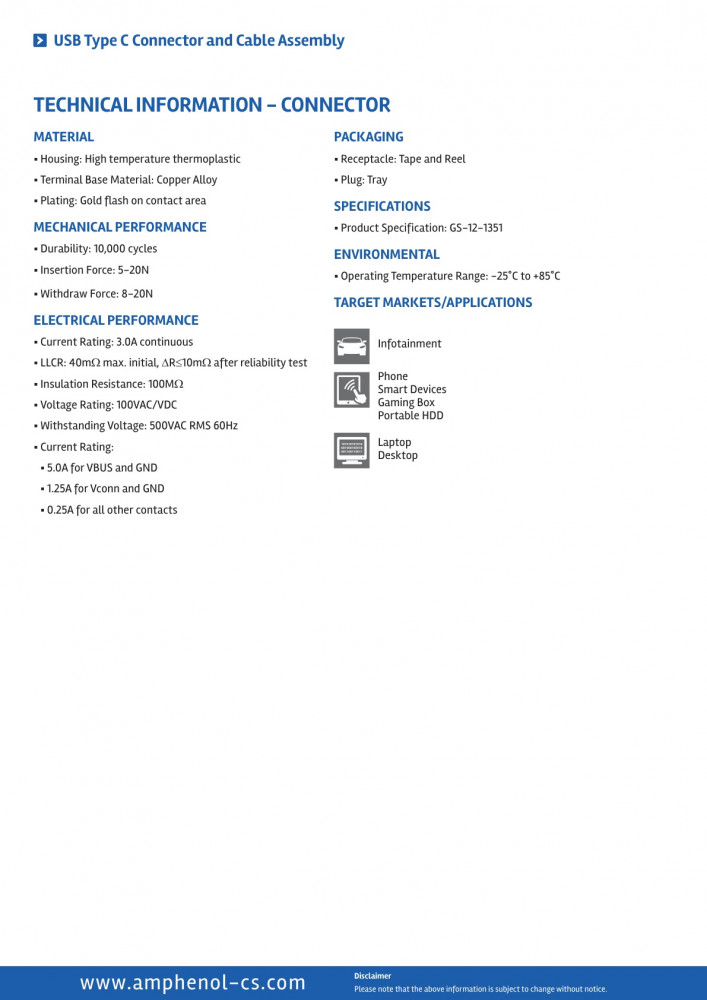 Amphenol USB Type-C documentation page 2