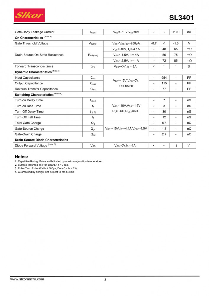 SL3401 datasheet page 2