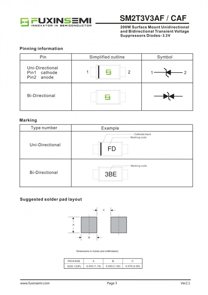 SM2T3V3AF datasheet page 3