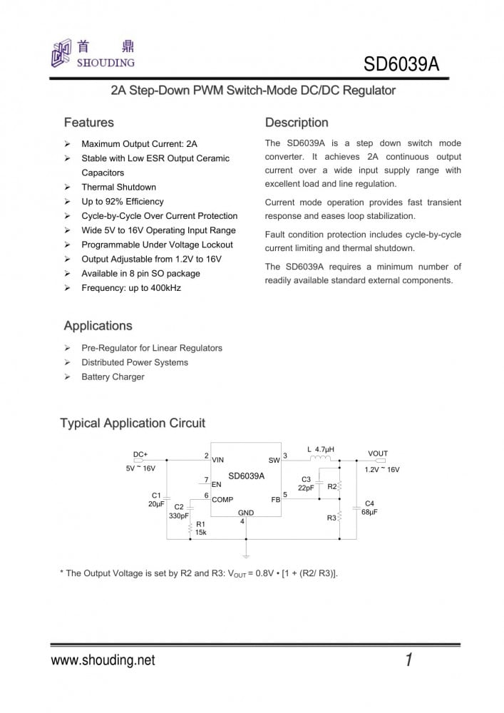 SD6039A datasheet page 1