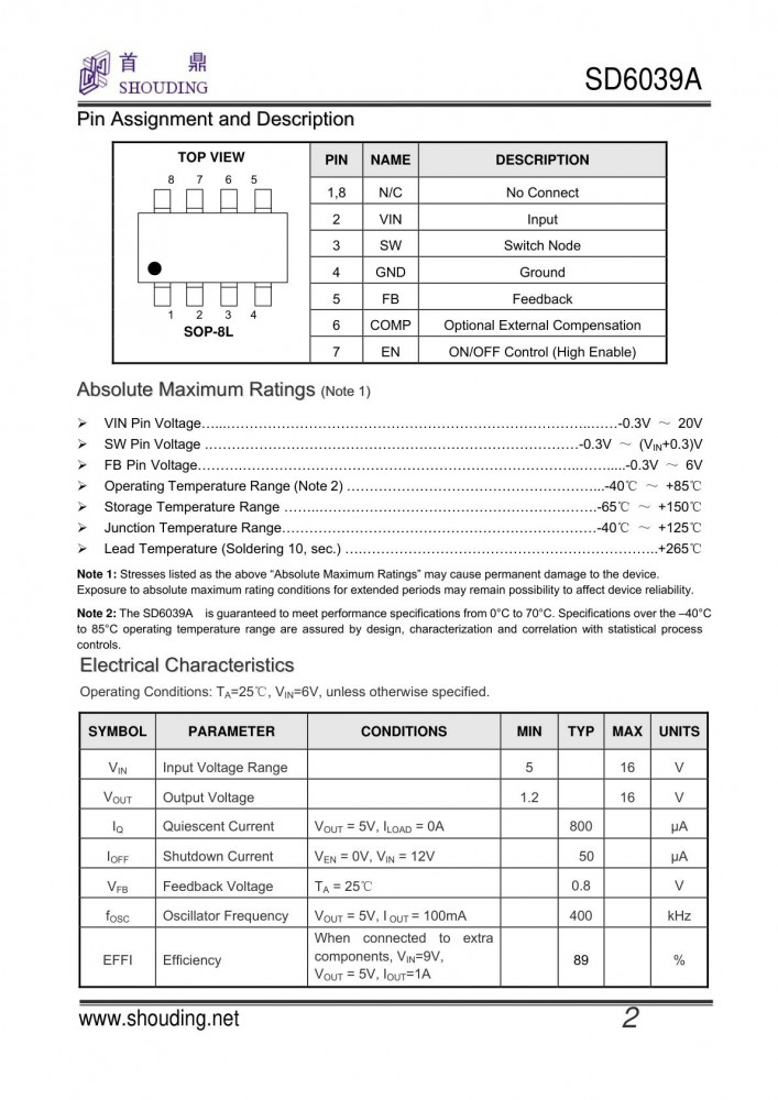 SD6039A datasheet page 2