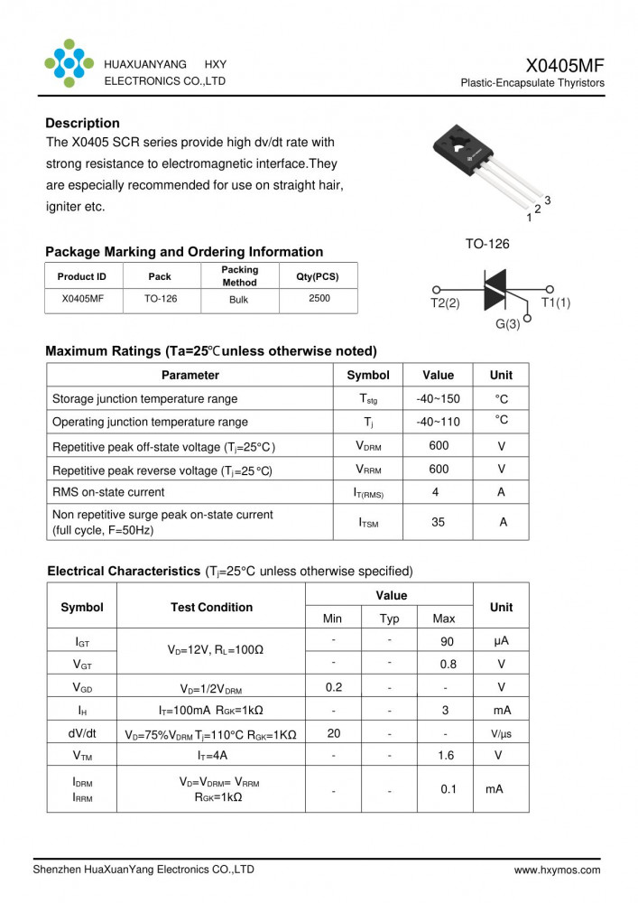 X0405MF technical document page 1