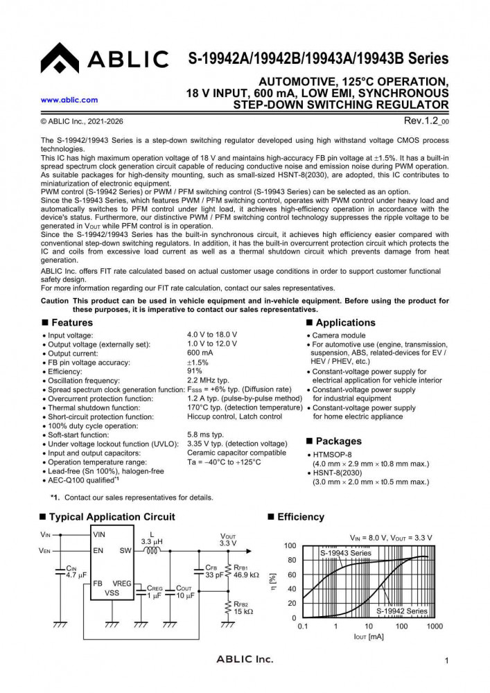 S-19942 series datasheet page 1