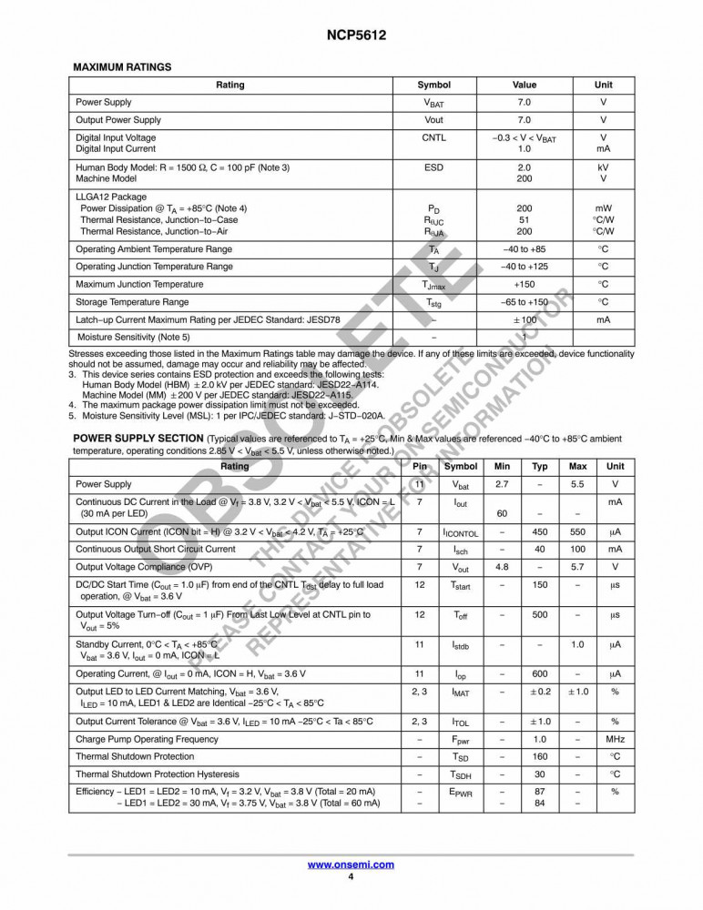 NCP5612 datasheet page 5
