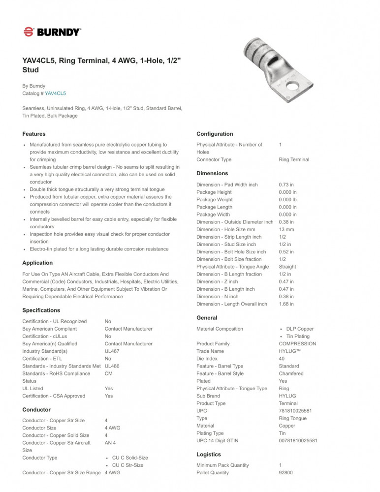 YAV4CL5 technical document page 1