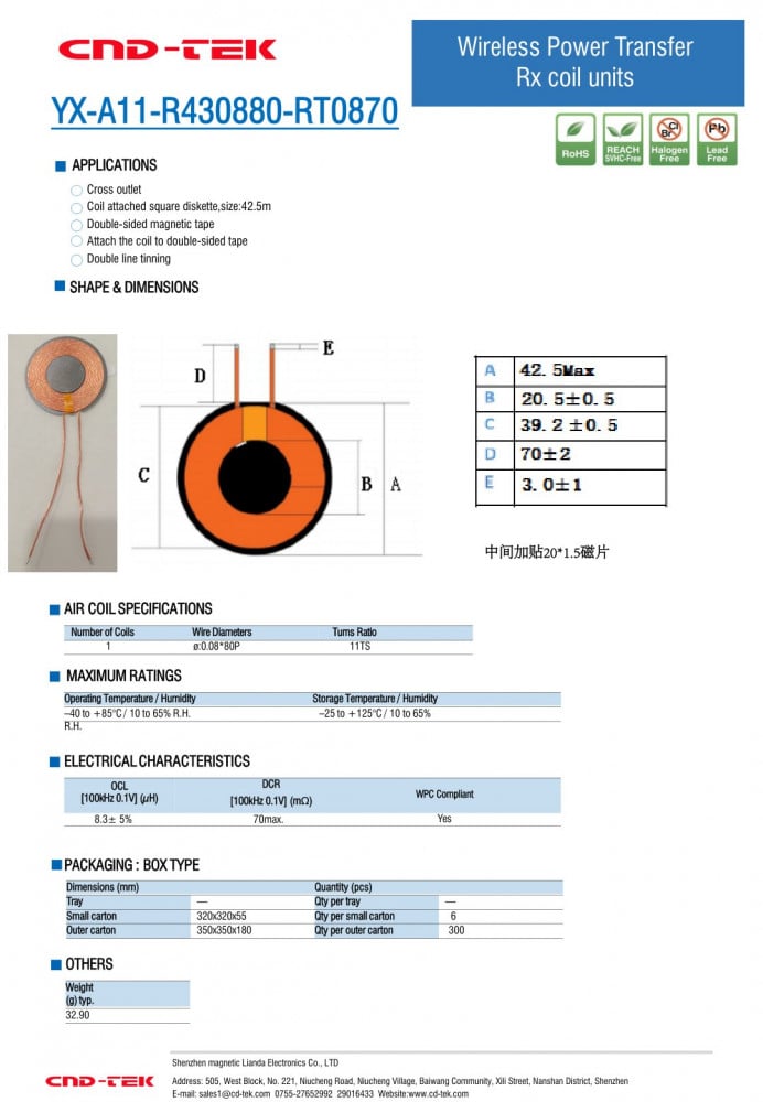 CND-tek YX-A11-R430880-RT0870 technical document page