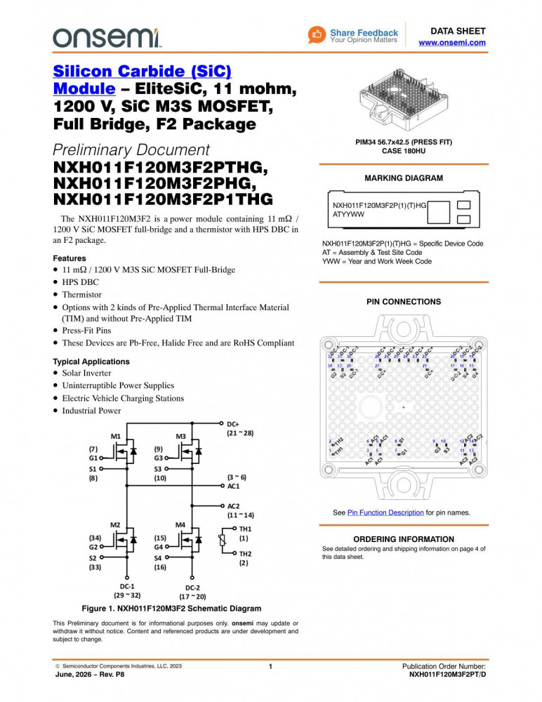 NXH011F120M3F2 document page 1