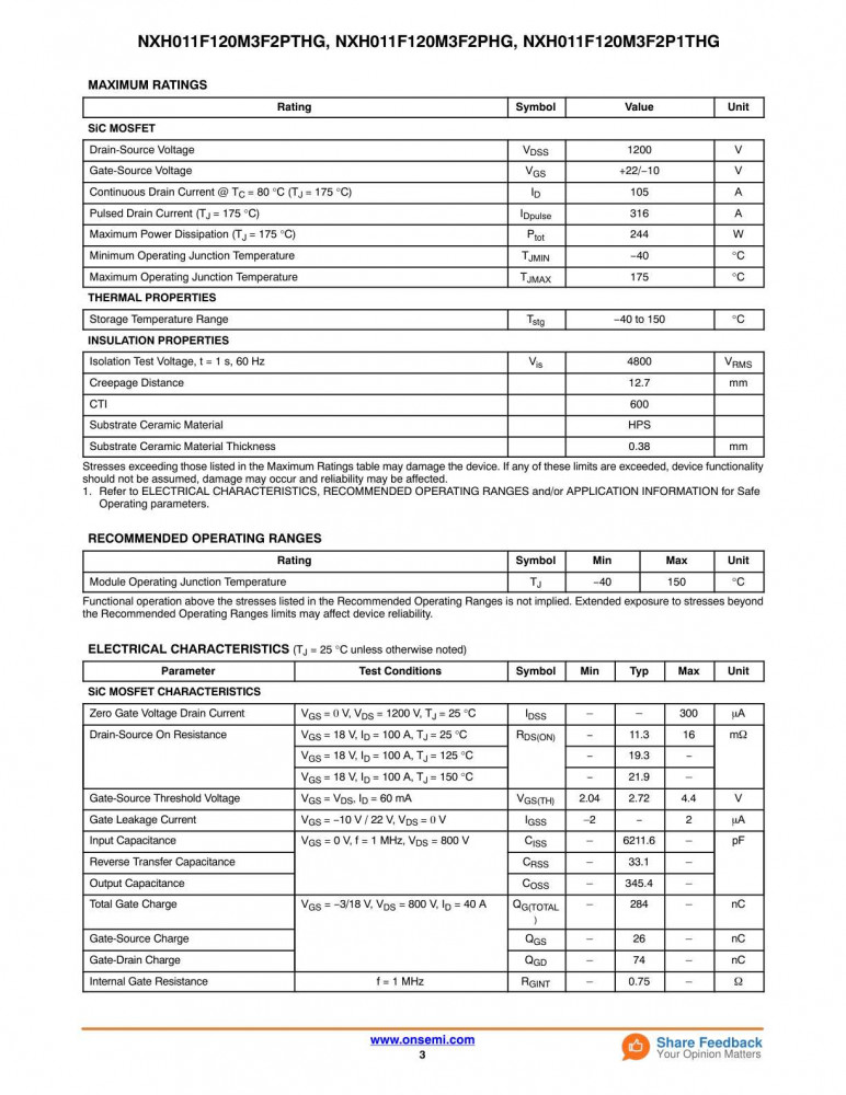 NXH011F120M3F2 document page 3