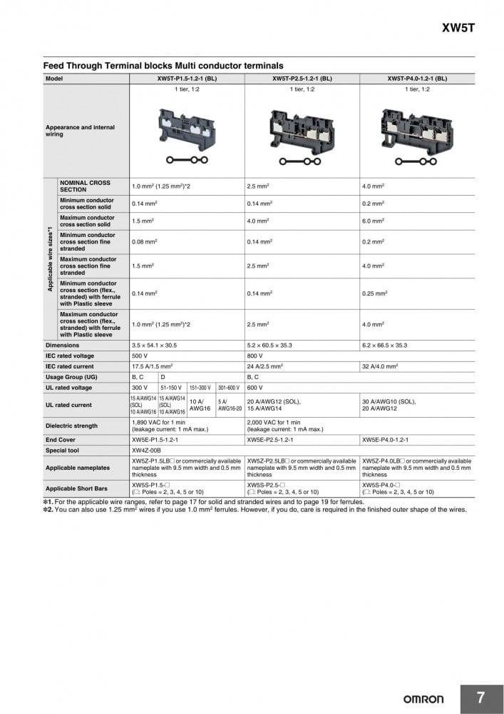 OMRON XW5 series datasheet page 7