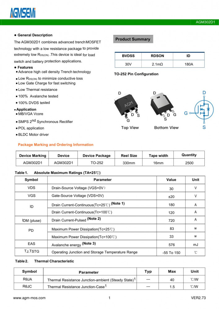 AGM302D1 datasheet page 1