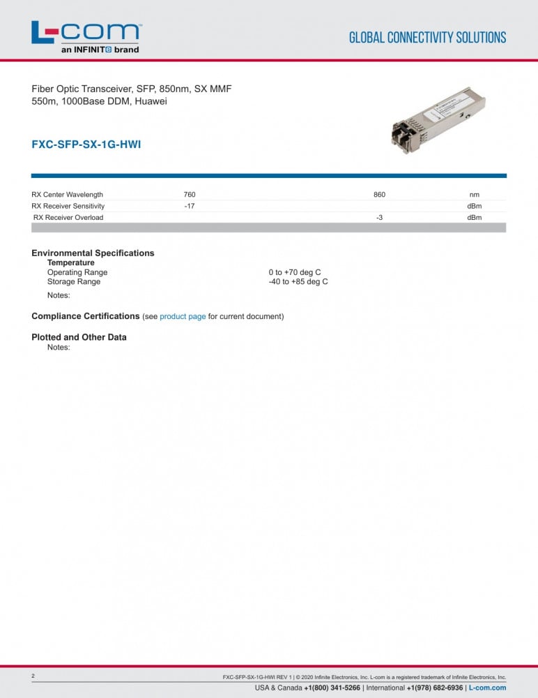 FXC-SFP-SX-1G-HWI datasheet page 2