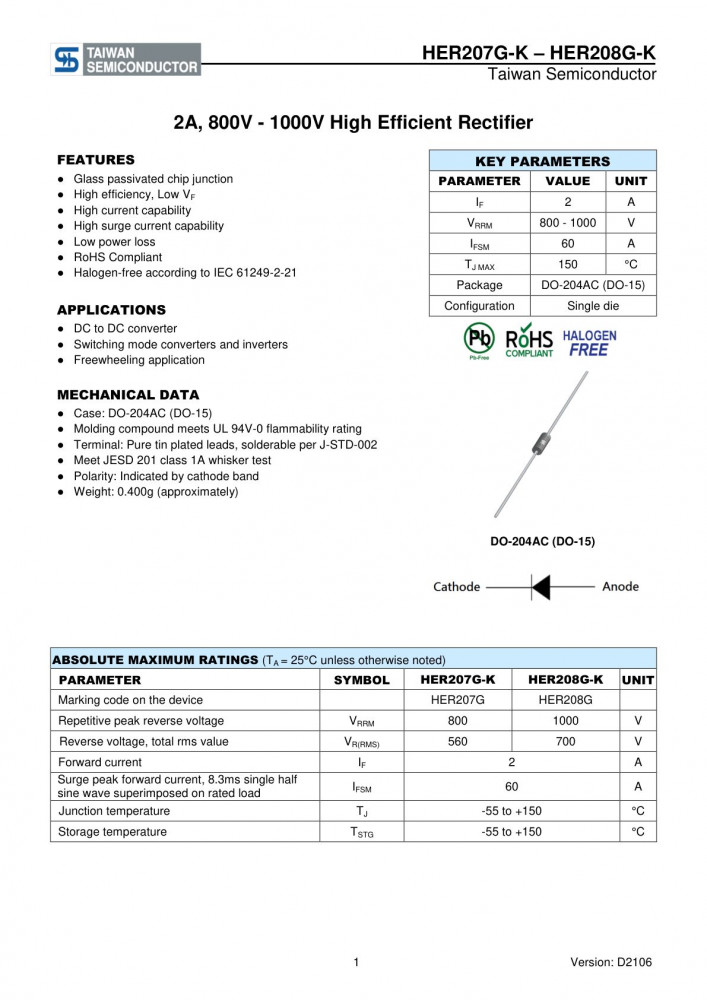 HER208G-K datasheet page 1
