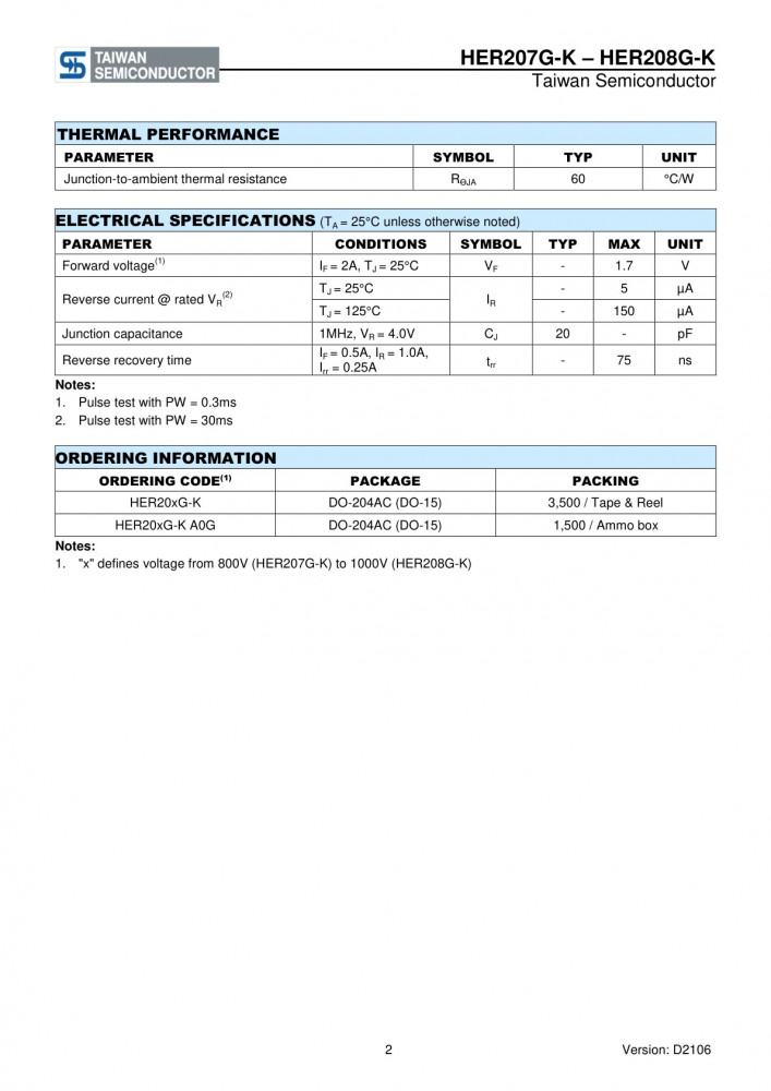HER208G-K datasheet page 2