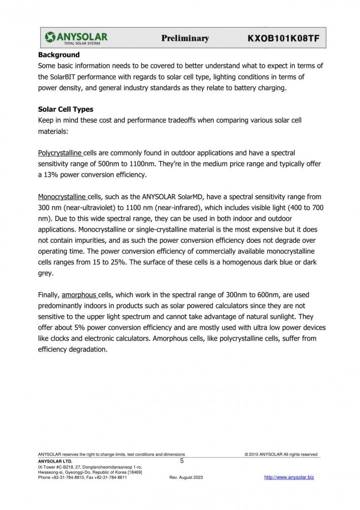 ANYSOLAR KXOB101K08TF-TR datasheet page 5